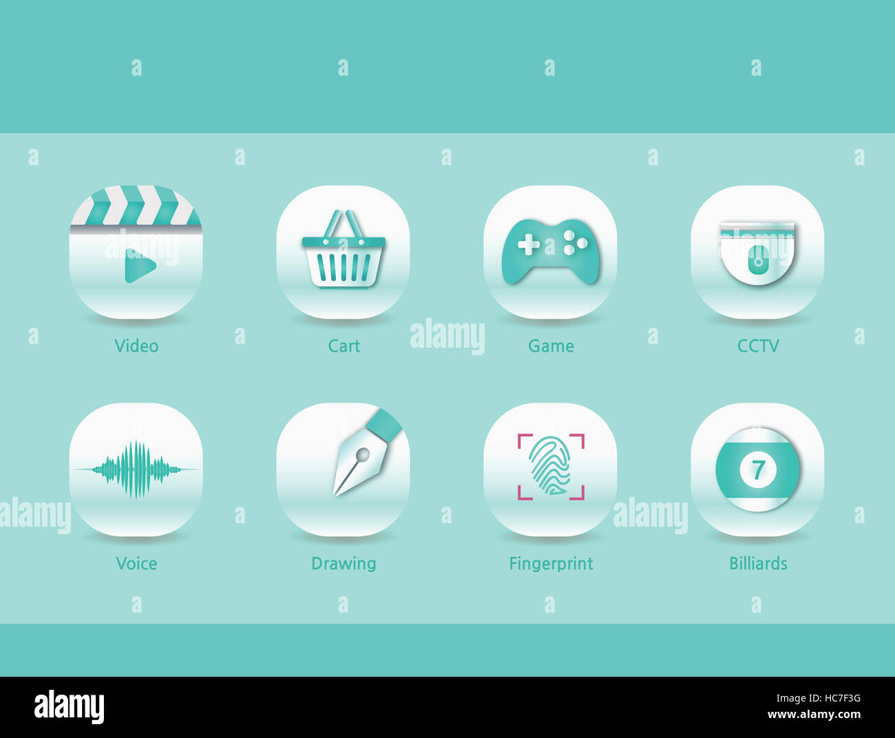 Various application icons in blue Stock Photo - Alamy