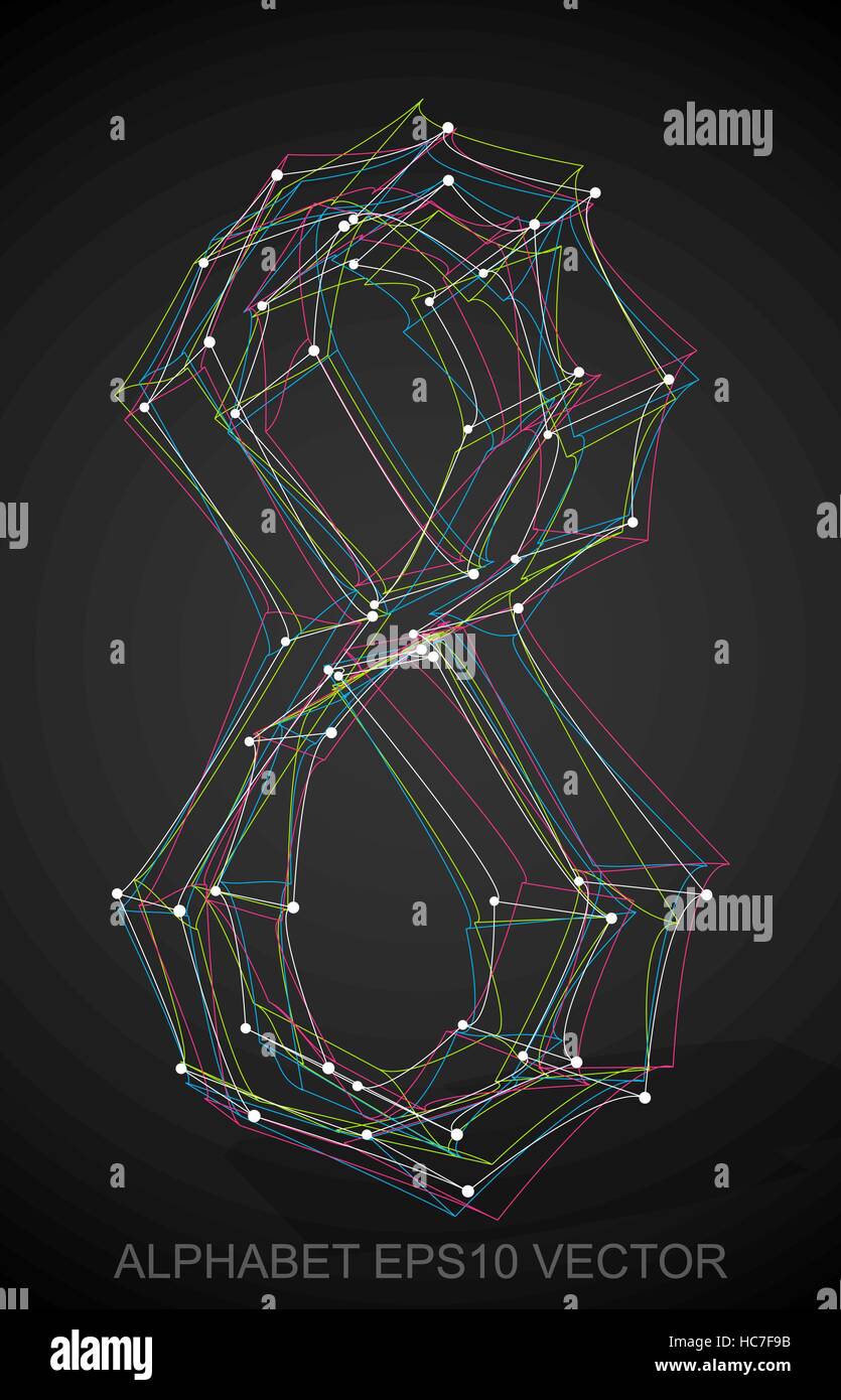 Vector illustration of a Multicolor sketched 8. Hand drawn 3D 8 Stock ...