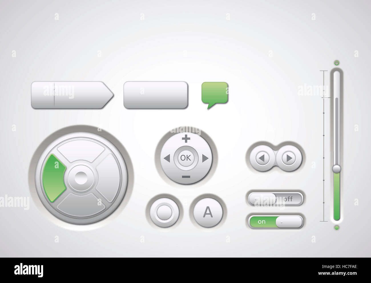 Set of control buttons and dials Stock Photo - Alamy