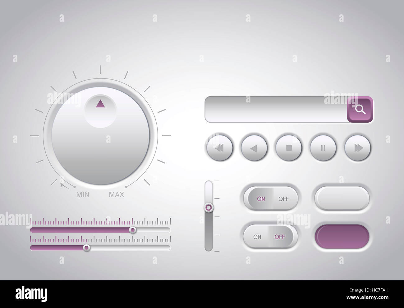 Set of control buttons and dials Stock Photo - Alamy