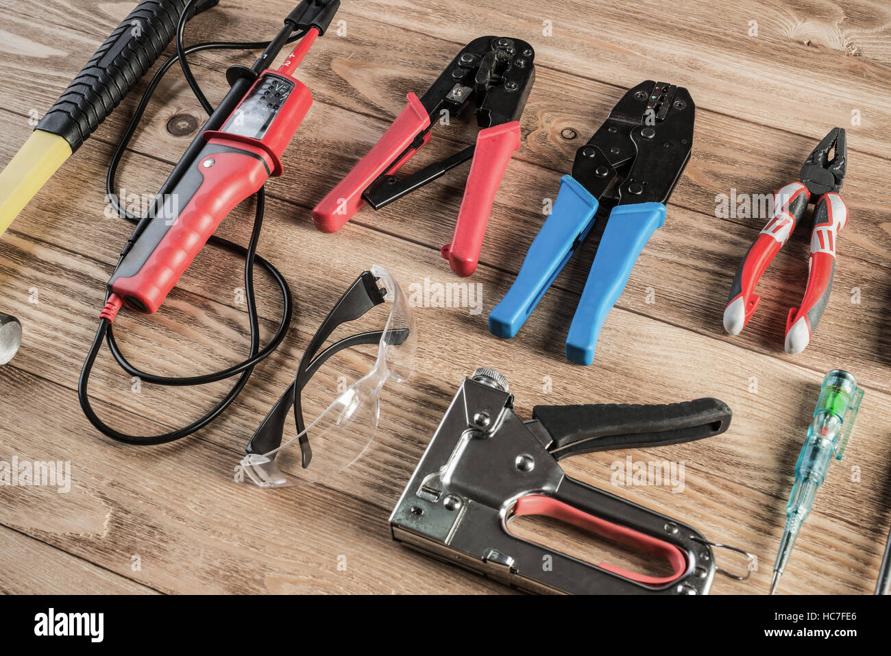 Instruments on wooden table Stock Photo - Alamy