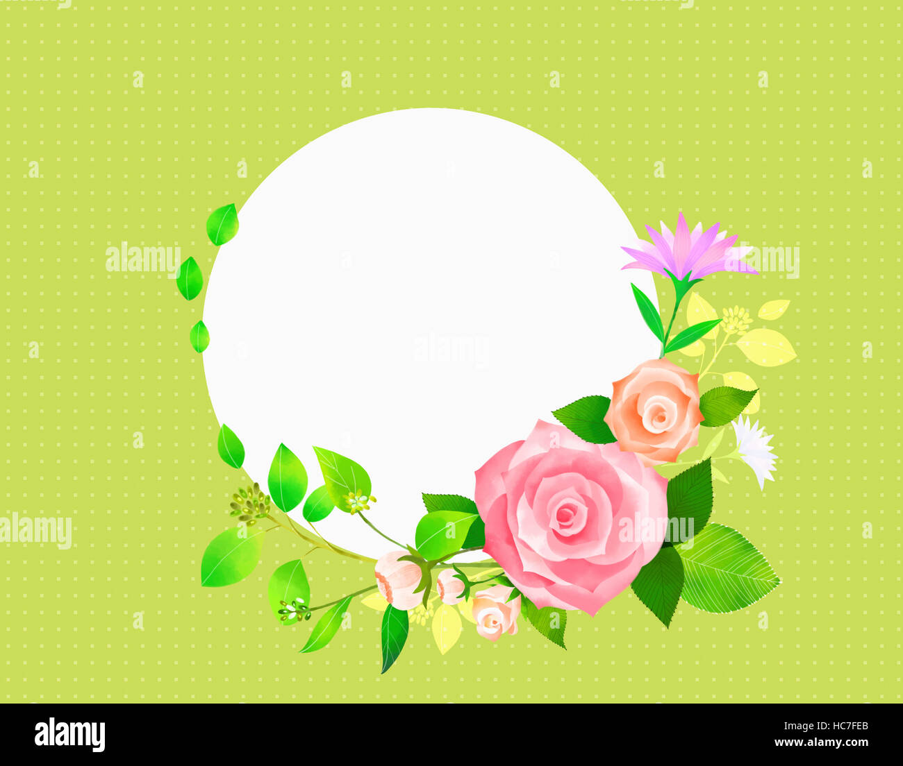 Circle frame with flowers Stock Photo - Alamy