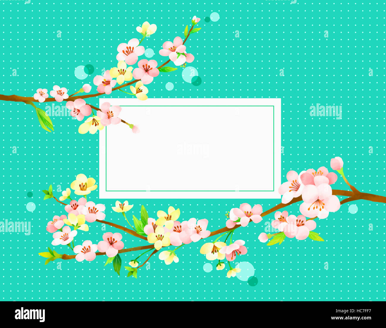 Rectangular frame with flowers Stock Photo - Alamy