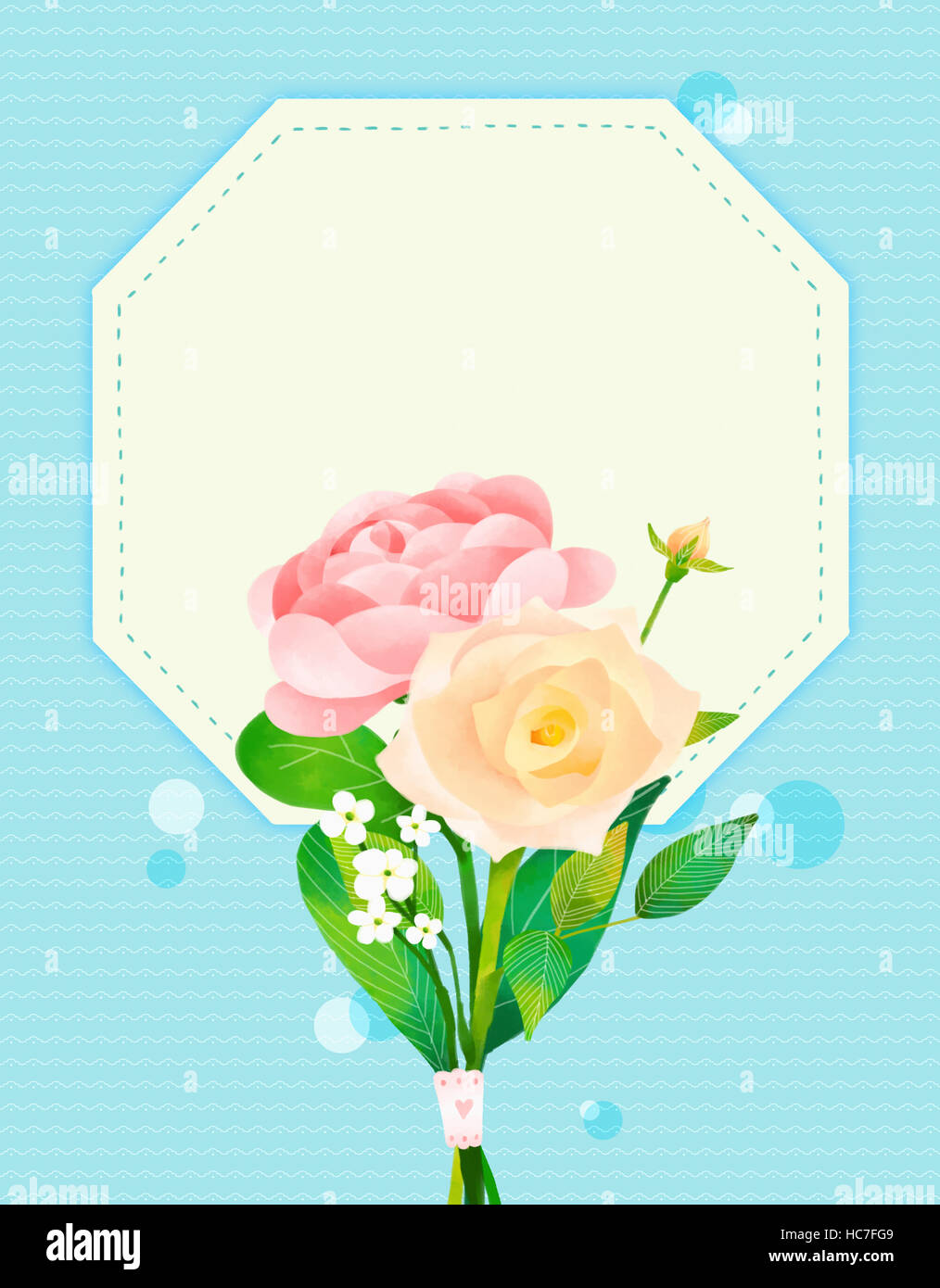 Octagon frame with roses Stock Photo - Alamy