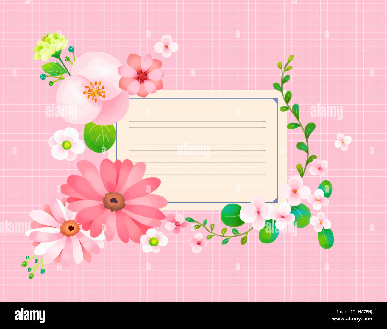 Rectangular frame with flowers Stock Photo - Alamy