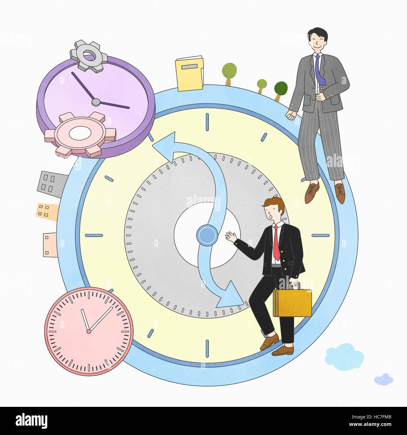 Illustration of busy businessmen Stock Photo - Alamy