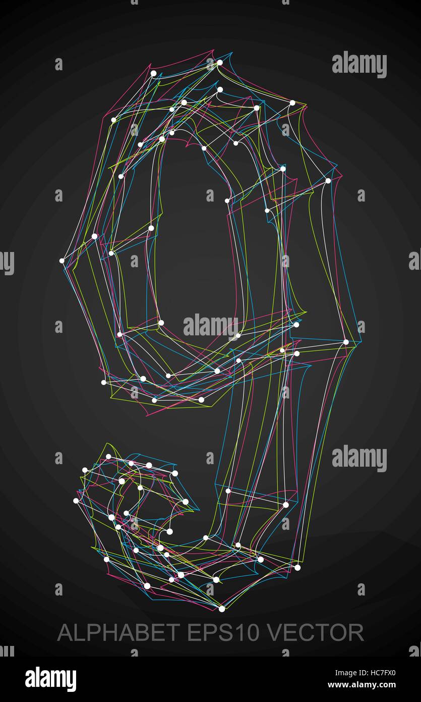 Vector illustration of a Multicolor sketched 9. Hand drawn 3D 9 Stock ...