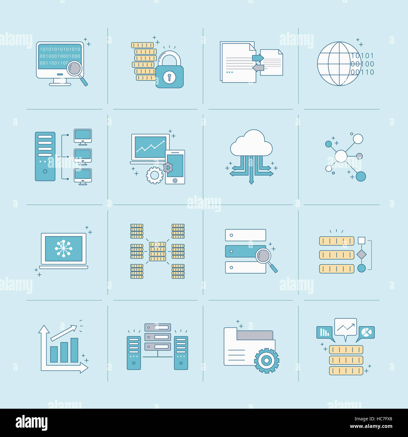 Various line icons related to mobile network Stock Photo - Alamy