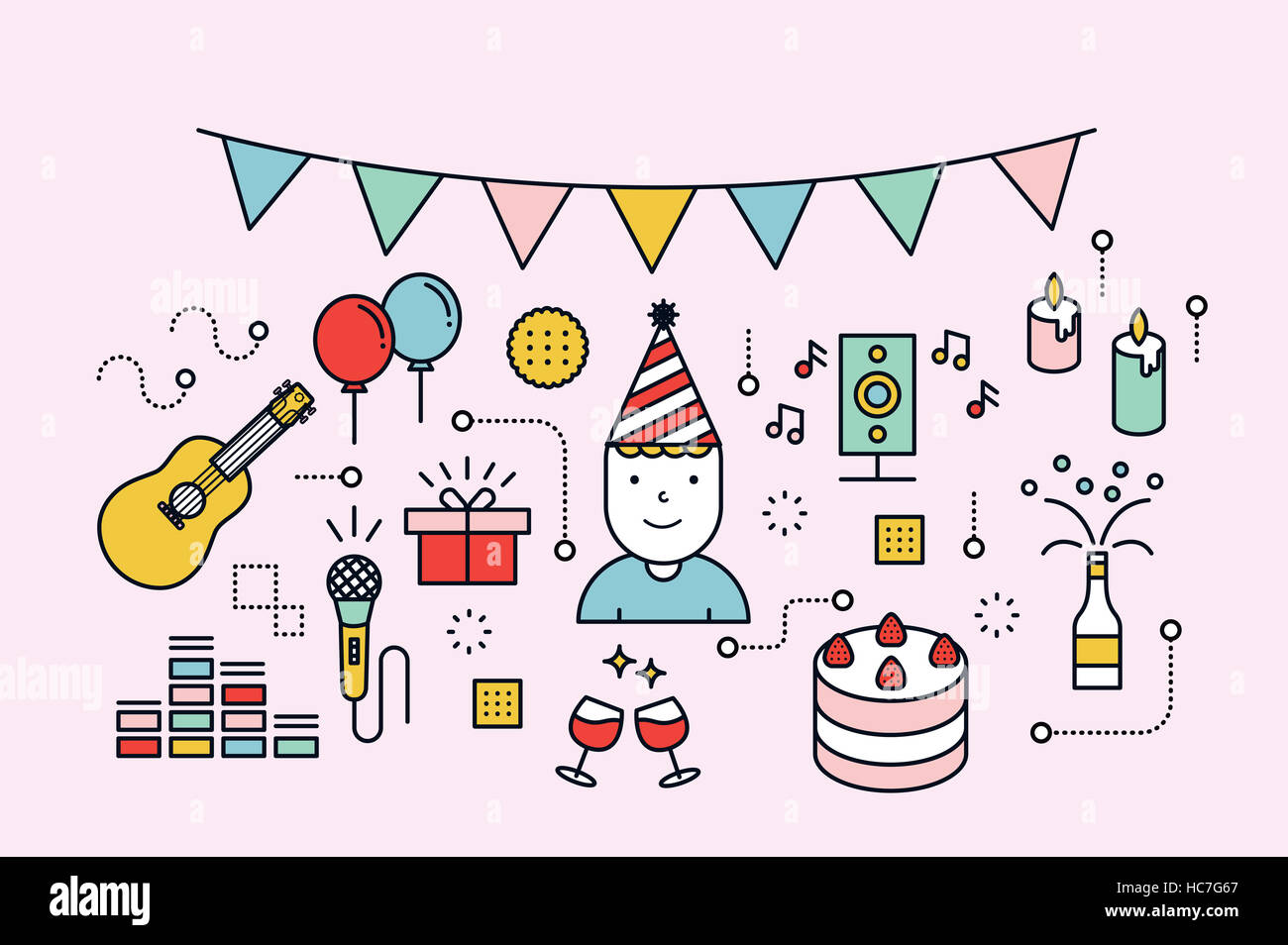 Various line icons related to party Stock Photo - Alamy