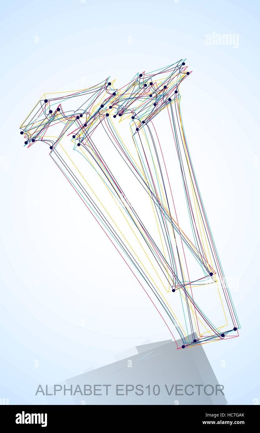 Vector illustration of a Multicolor sketched V. Hand drawn 3D V Stock ...