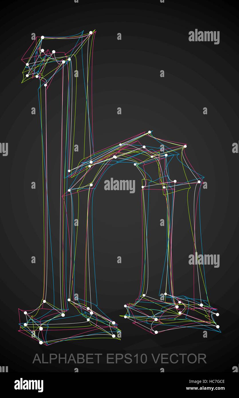 Vector illustration of a Multicolor sketched H. Hand drawn 3D H Stock ...