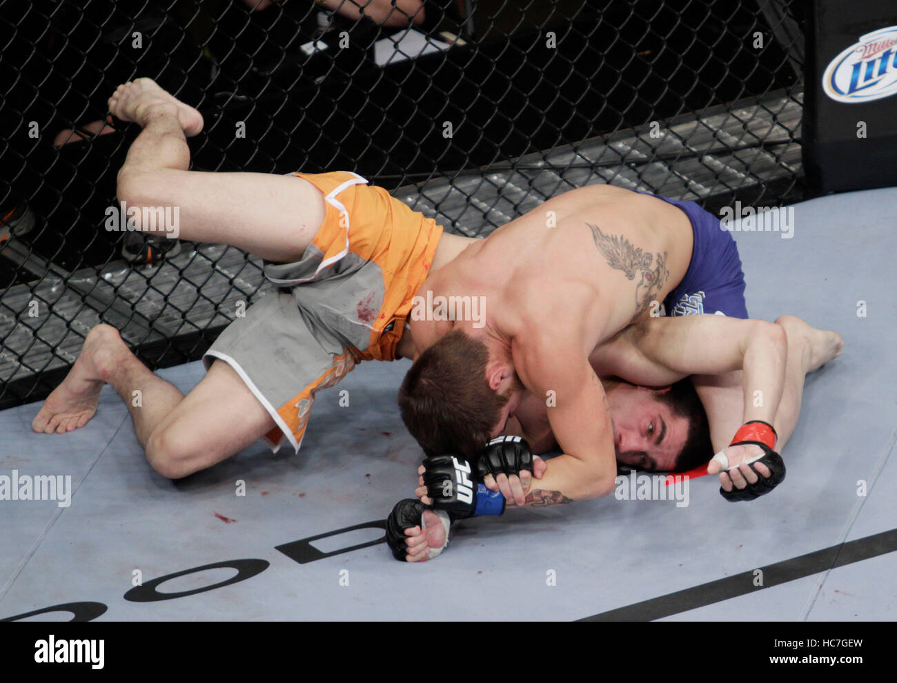Roland Delorme, bottom, fights Josh Ferguson at The Ultimate Fighter 14 ...
