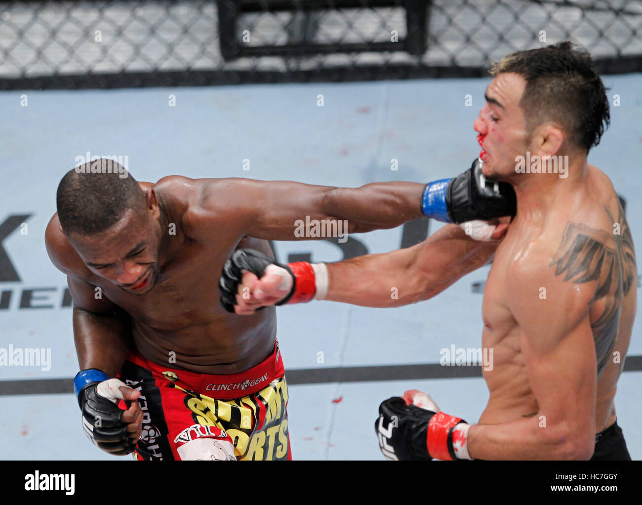 Yves Edwards, left, fights Tony Ferguson at The Ultimate Fighter 14 ...