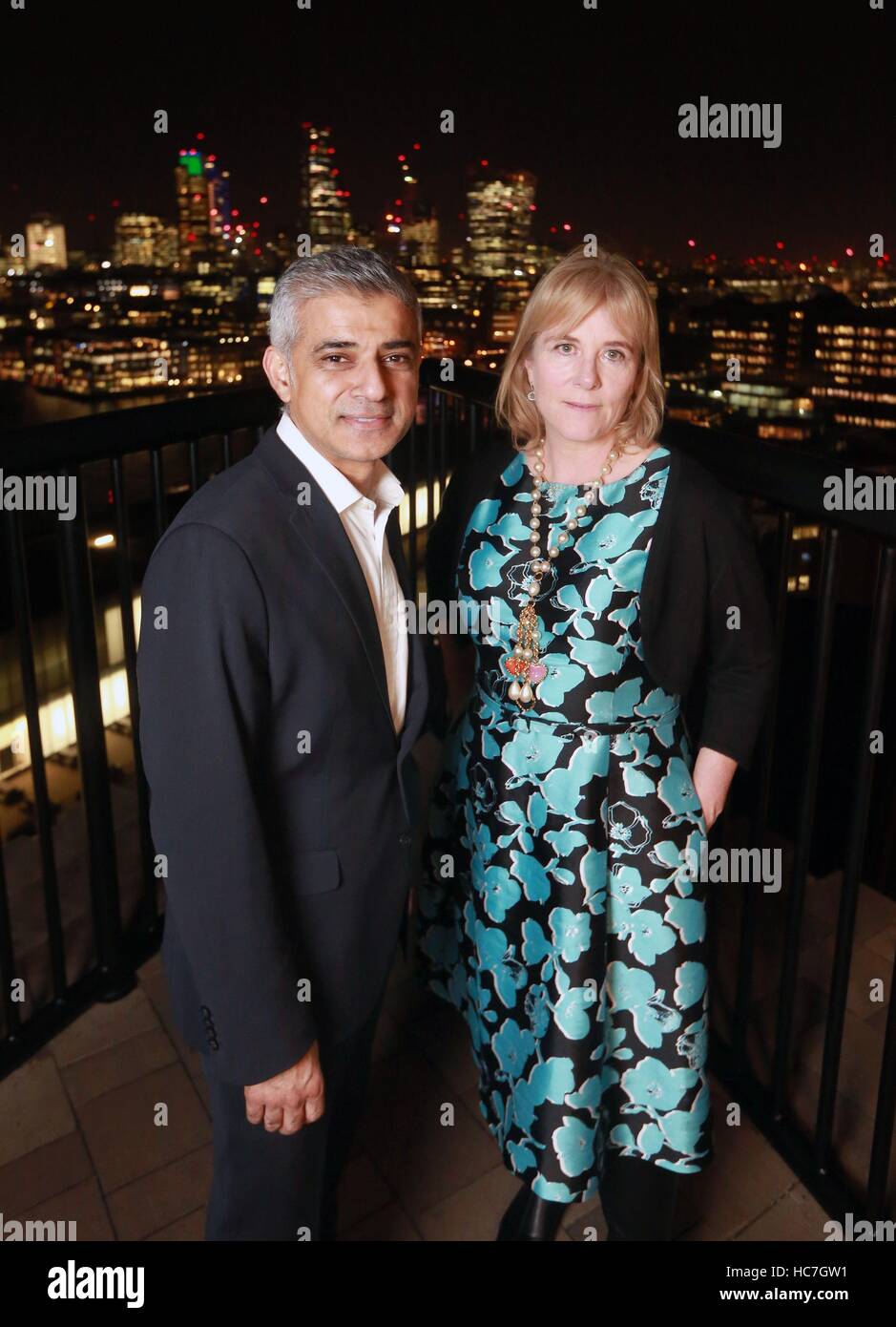 Mayor of London Sadiq Khan and Hannah Rothschild, Chair of the Illuminated River Foundation, at ...
