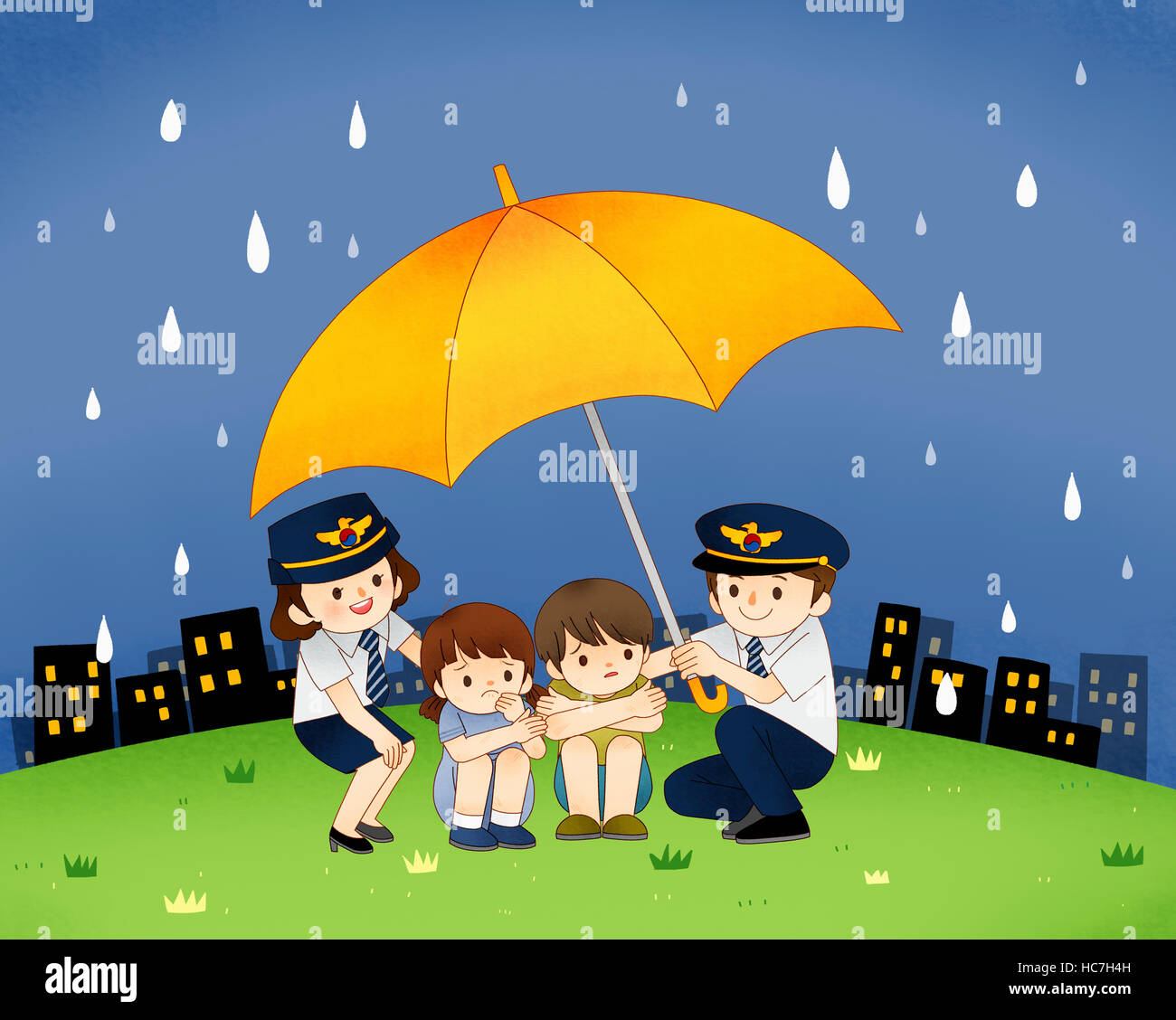 Police officers protecting children Stock Photo - Alamy