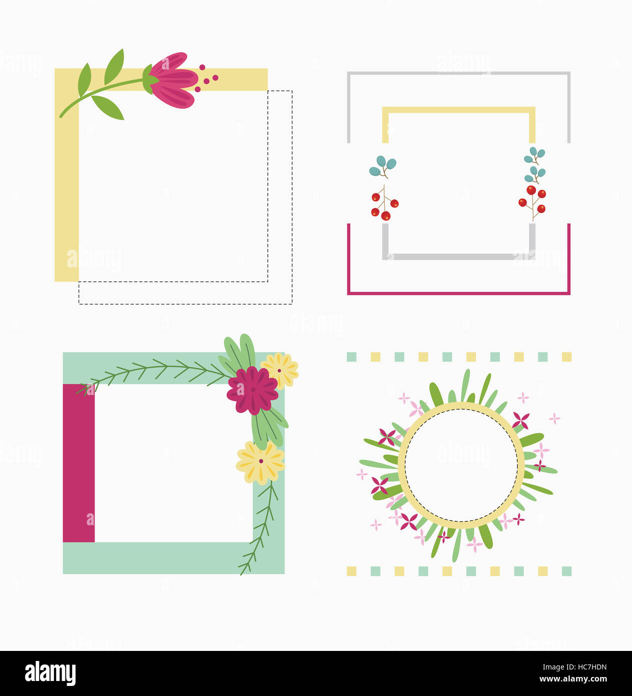 Various labels with flowers Stock Photo - Alamy