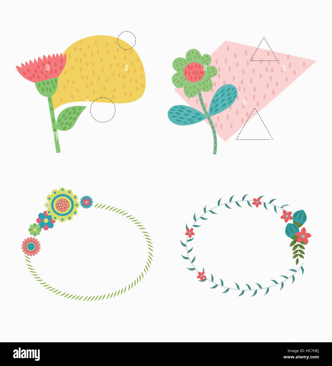 Various labels with flowers Stock Photo - Alamy