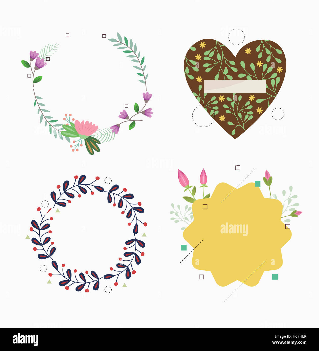 Various labels with flowers Stock Photo - Alamy