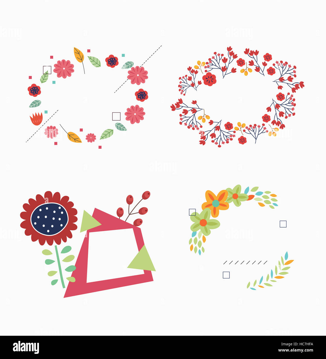 Various labels with flowers Stock Photo - Alamy