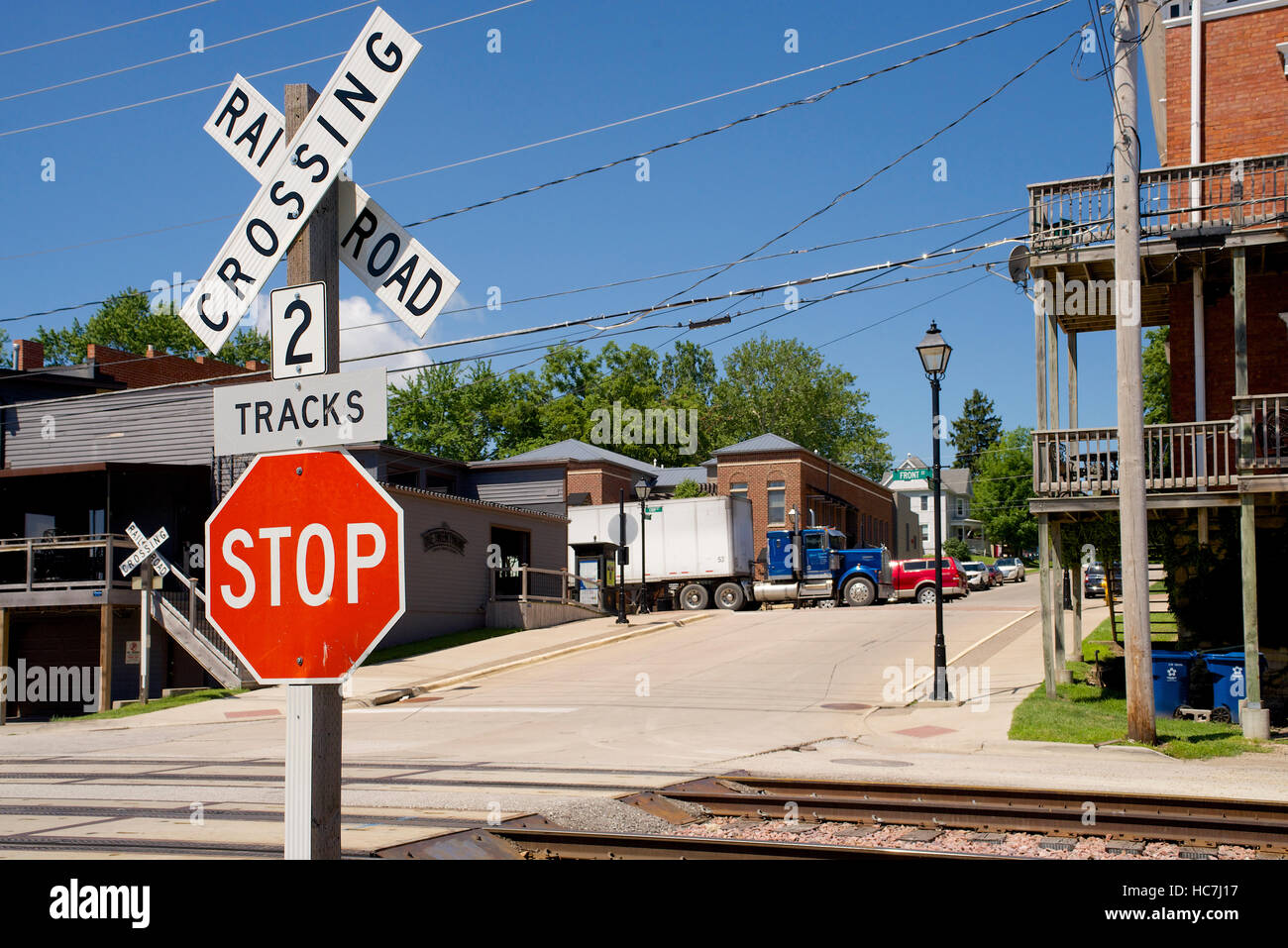 Front Street and North Cody Road in Le Claire, Scott County, Iowa, USA ...