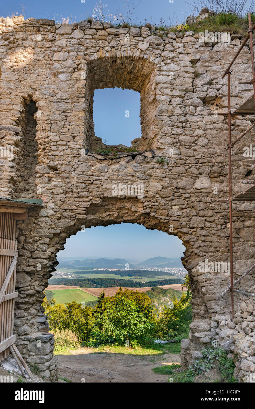 Ruins of Lietava Castle (Lietavsky hrad), 13th century, distant view of ...