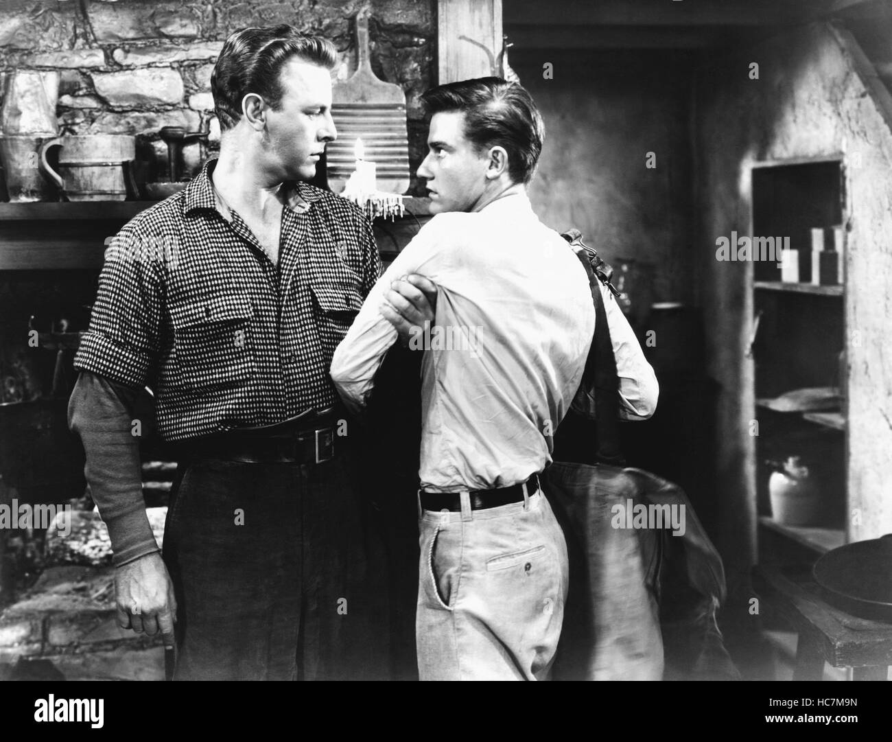 THE STEEL FIST, from left: Harry Lauter, Roddy McDowall, 1952 Stock ...