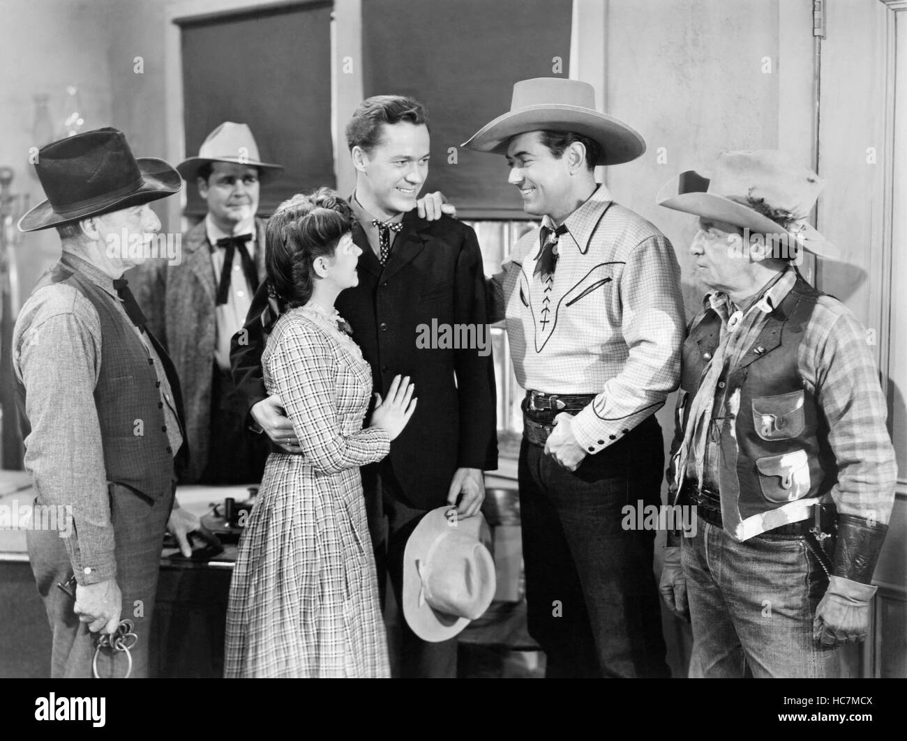 THE STRANGER FROM PECOS, from left: Steve Clark, Edmund Cobb, Christine ...
