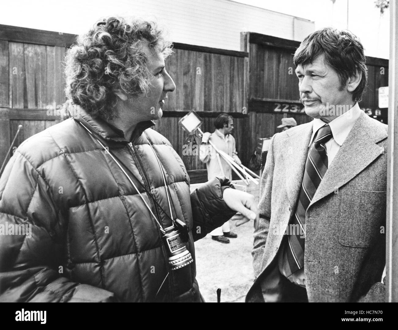 THE STONE KILLER, from left, director Michael Winner, Charles Bronson ...