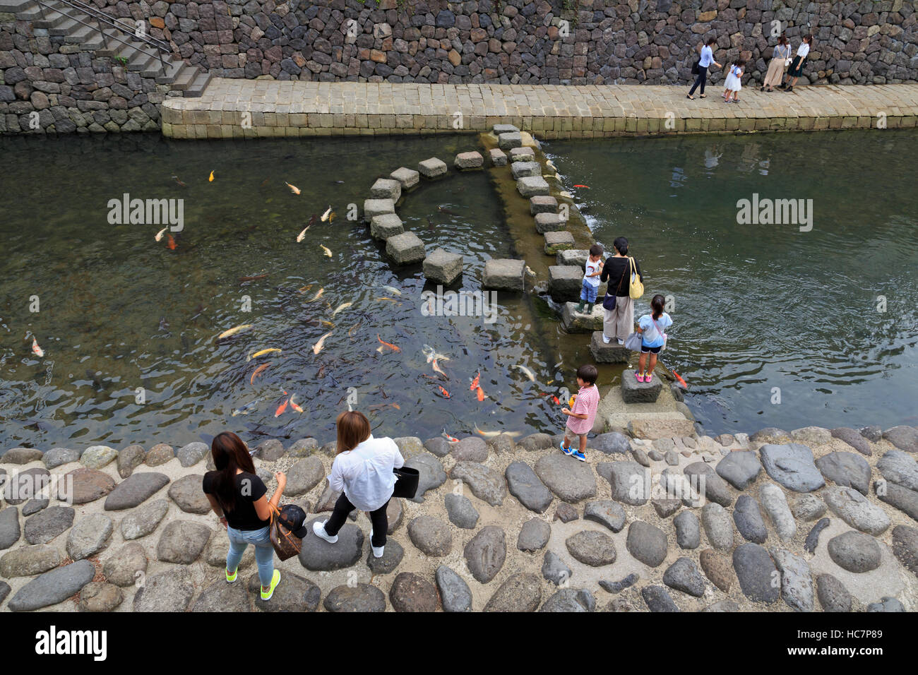 Koi, Nakashima River, Nagasaki, Kyushu Island, Japan, Asia Stock Photo ...