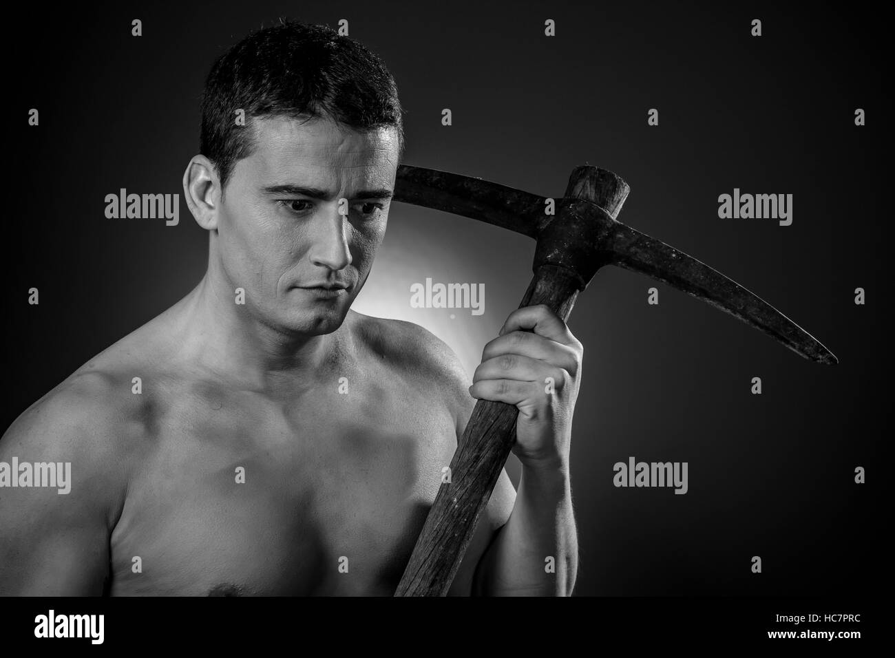 Portrait man holding water Black and White Stock Photos & Images - Alamy