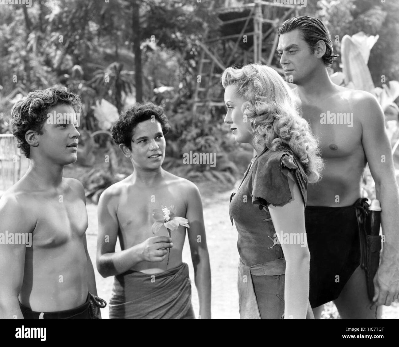 TARZAN AND THE LEOPARD WOMAN, from left, Johnny Sheffield, Tommy Cook ...