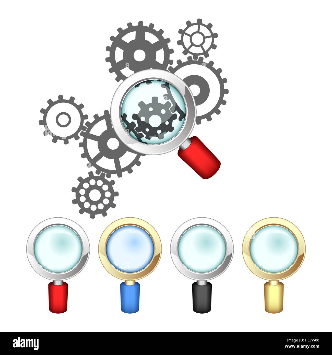 Set of magnifying glasses and mechanism Stock Vector Image & Art - Alamy