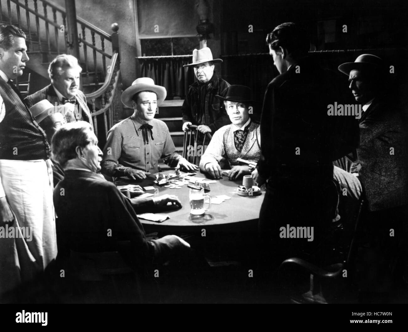 TALL IN THE SADDLE, Cy Kendall, Russell Simpson, John Wayne, Ward Bond ...