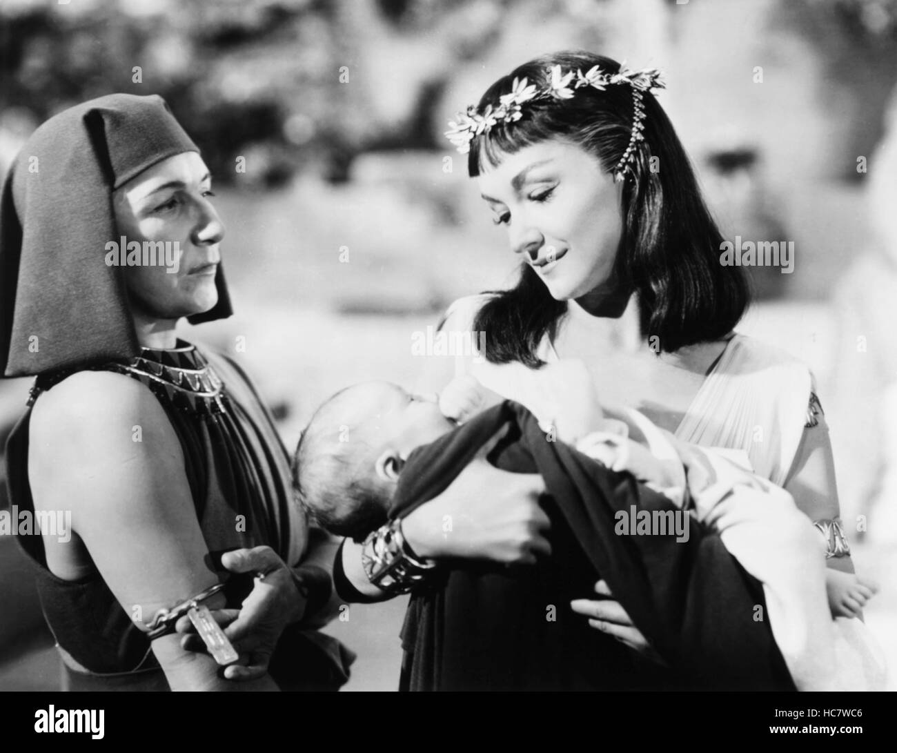 THE TEN COMMANDMENTS, from left: Judith Anderson, Fraser Heston (baby ...