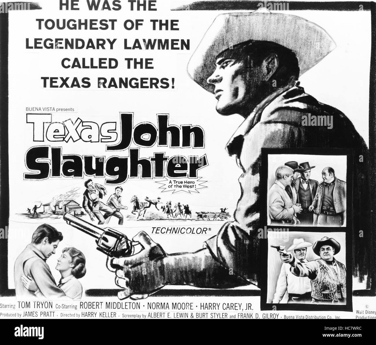 TEXAS JOHN SLAUGHTER, US poster, Tom Tryon (right), 1958 Stock Photo ...