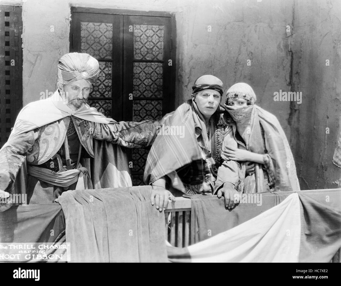 THE THRILL CHASER, from left, James Neill, Hoot Gibson, Billie Dove ...