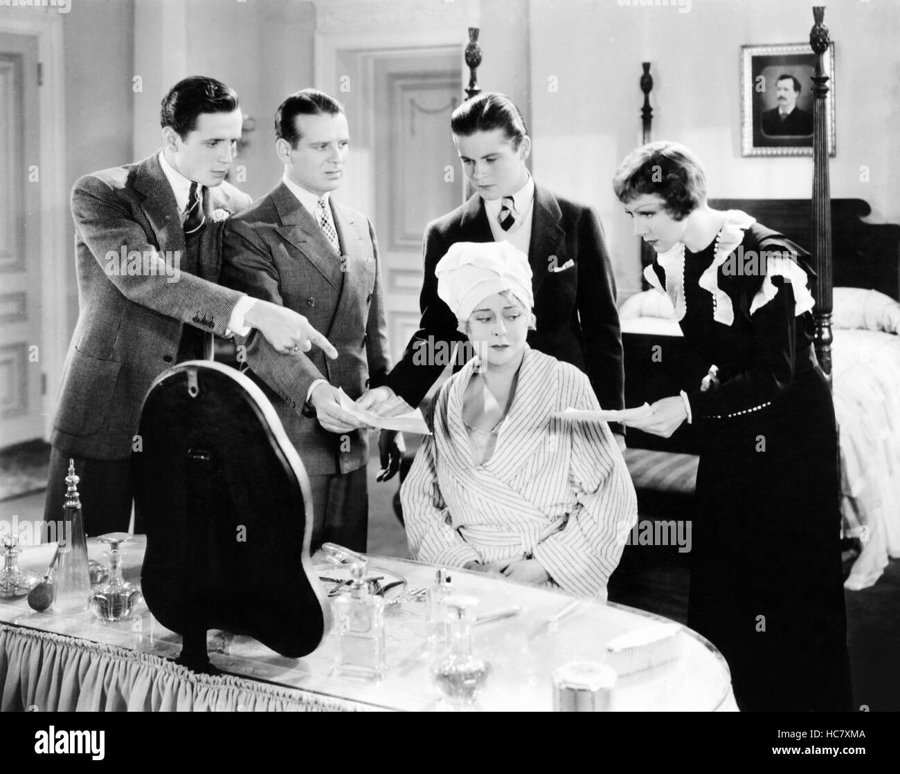 THREE-CORNERED MOON, standing from left: William Bakewell, Wallace Ford ...