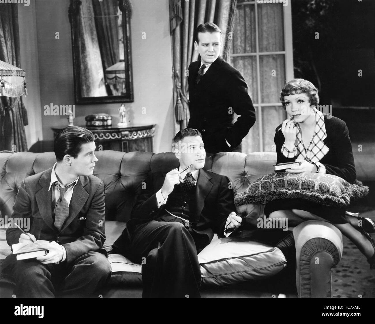 THREE-CORNERED MOON, seated from left: Tom Brown, Richard Arlen ...