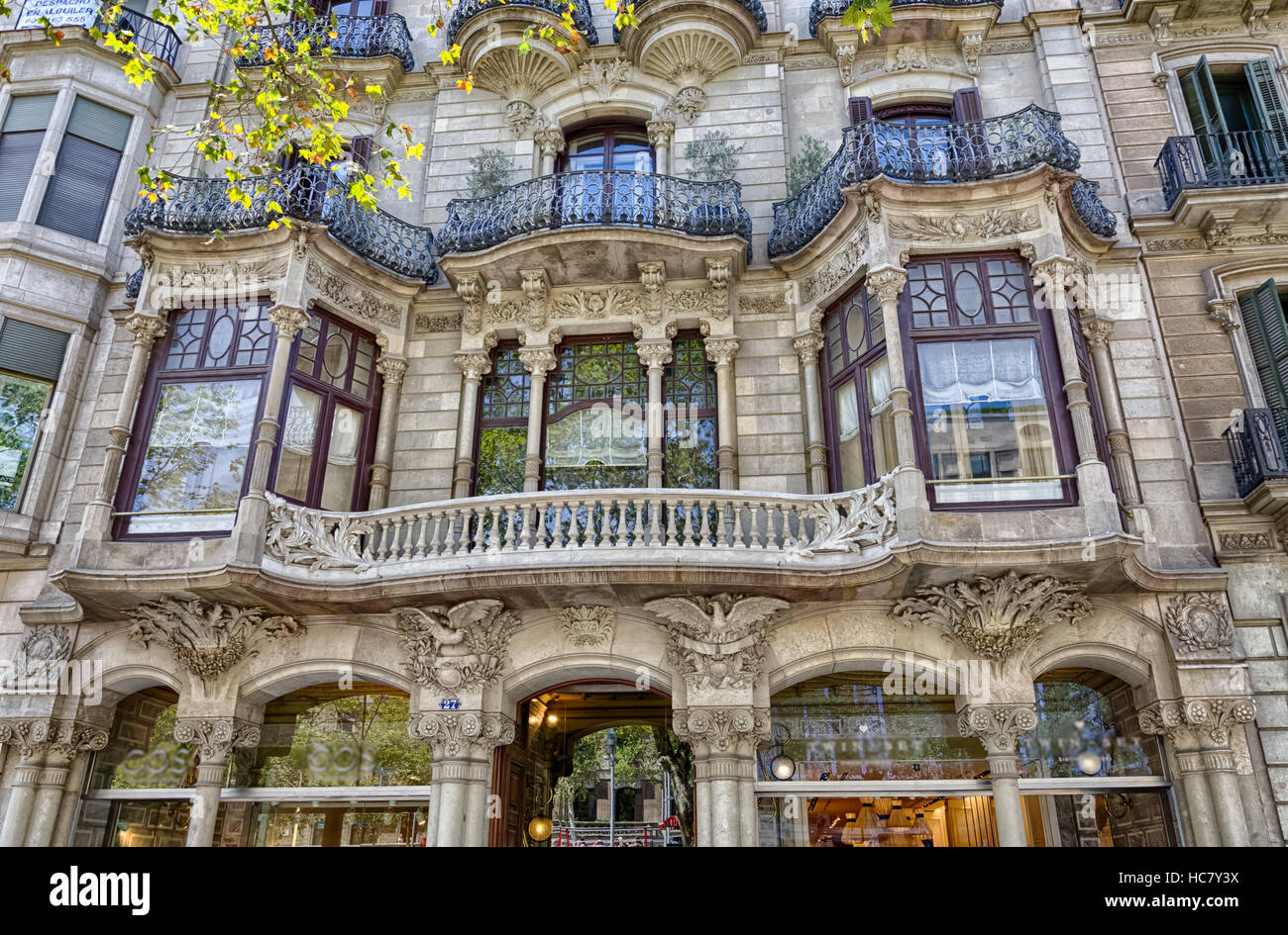 Splendid facade of building in Barcelona city center, Spain Stock Photo ...
