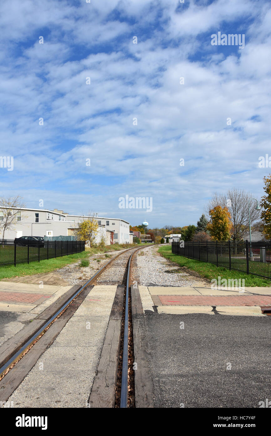 Train tracks in Whitewater, Wisconsin Stock Photo - Alamy