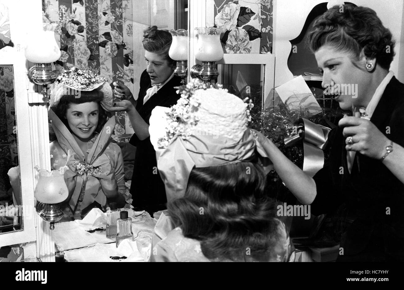 THAT FORSYTE WOMAN, Janet Leigh, hairdresser Ruth Sandifer in dressing ...