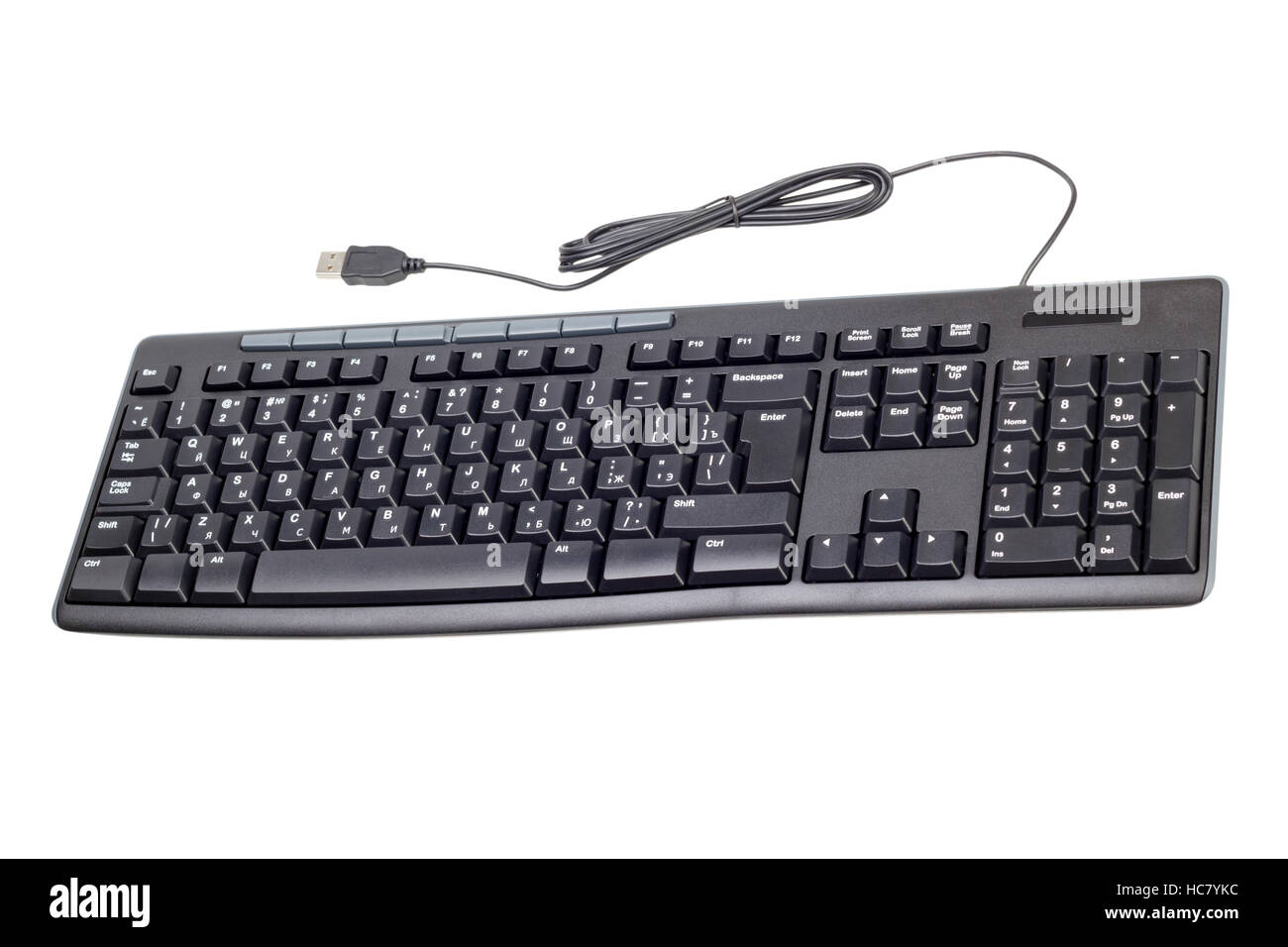 Electronic collection - black computer keyboard isolated on white ...