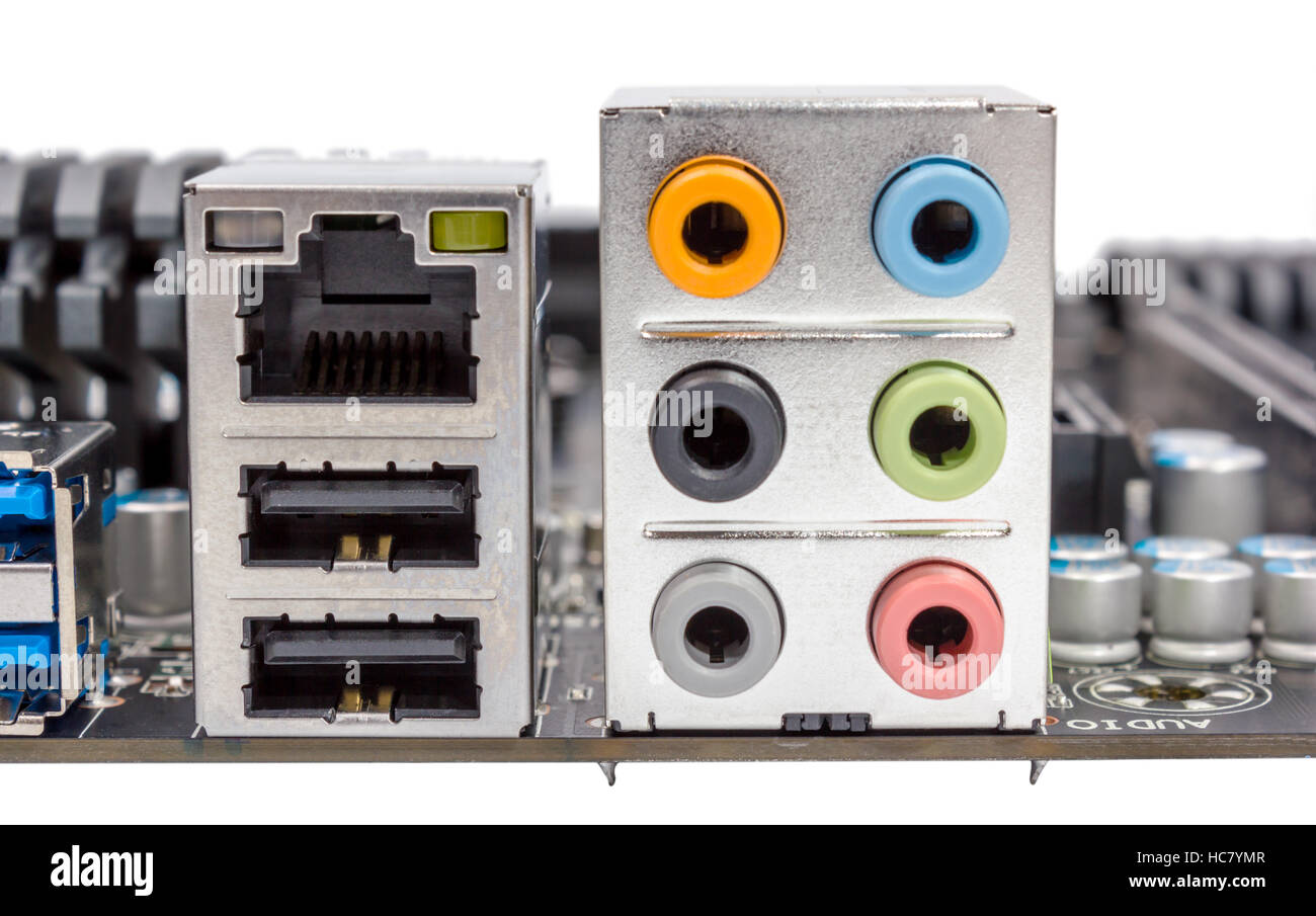 Connector of computer motherboard, back side computer port isolated on ...