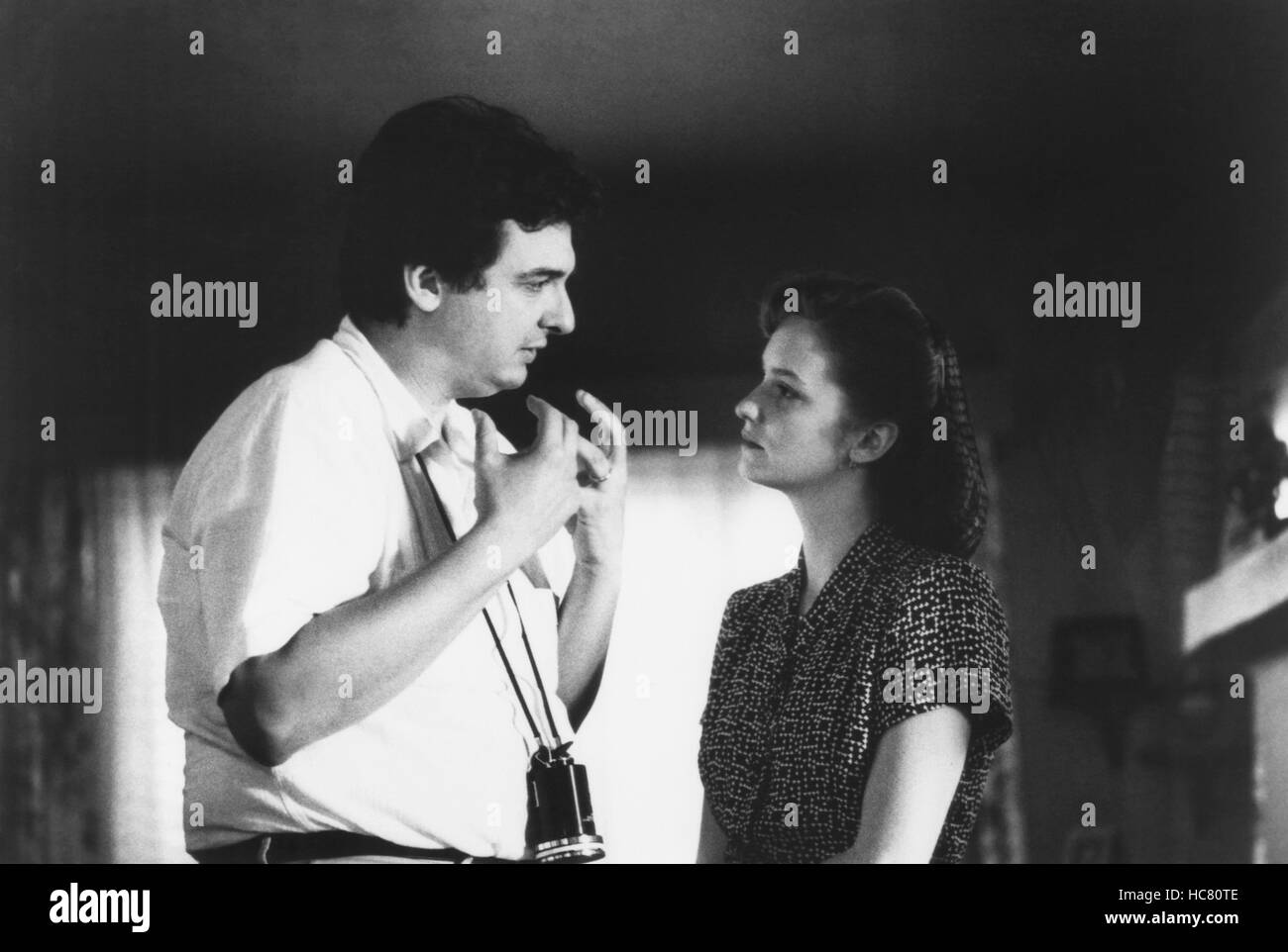 A TIME OF DESTINY, from left: director Gregory Nava, Melissa Leo on set ...