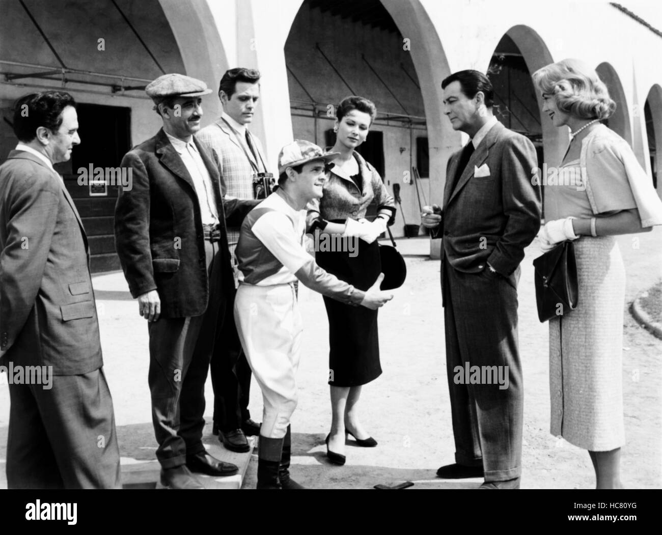 TIP ON A DEAD JOCKEY, cast includes, from left, Jack Lord, Gia Scala ...