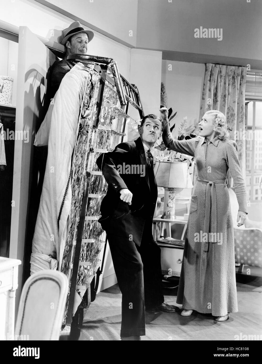 TIME OUT FOR TROUBLE, from left: Dick Curtis, Charley Chase, Louise Stanley, 1938 Stock Photo ...