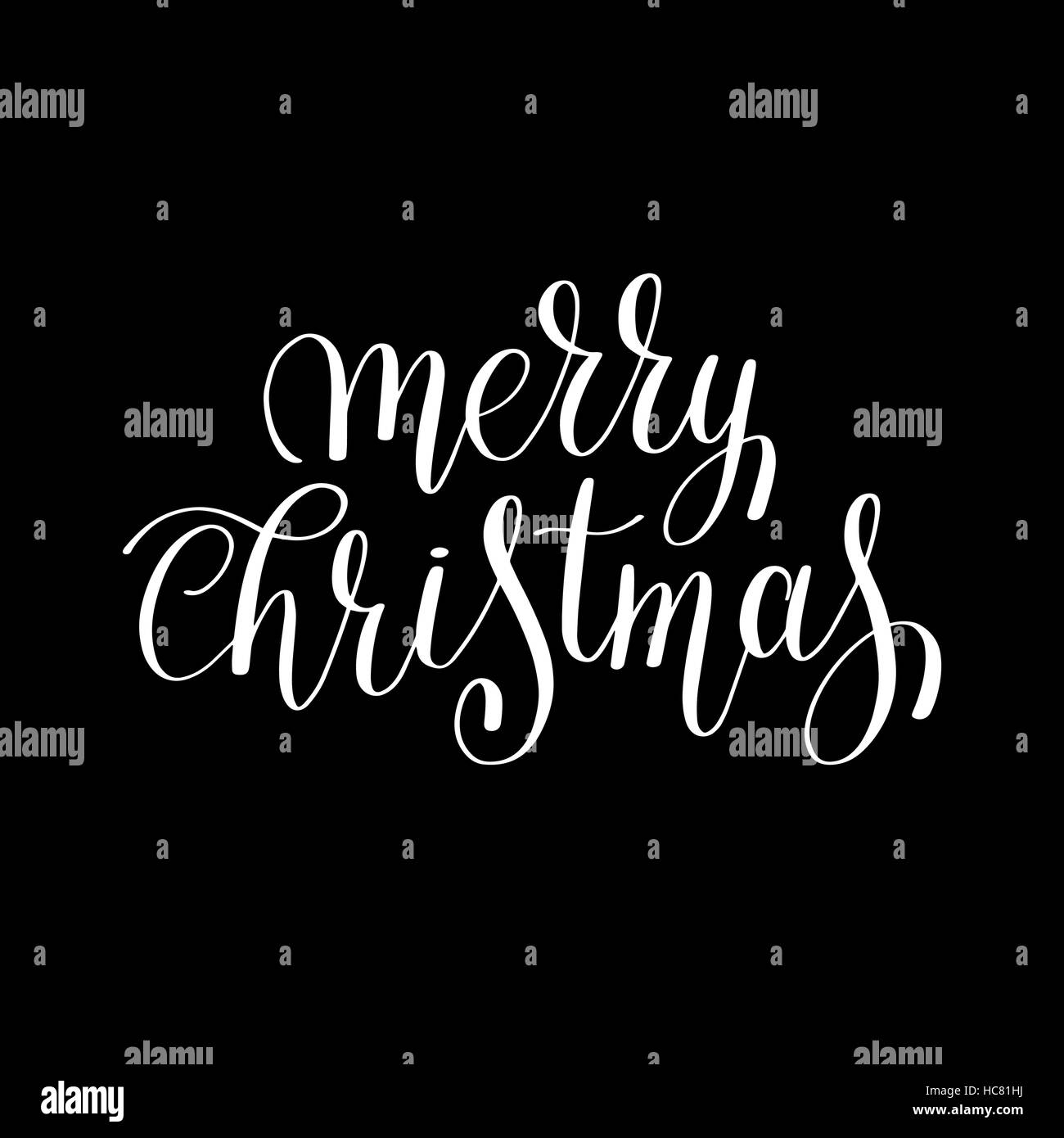 merry christmas black and white handwritten lettering inscriptio Stock ...