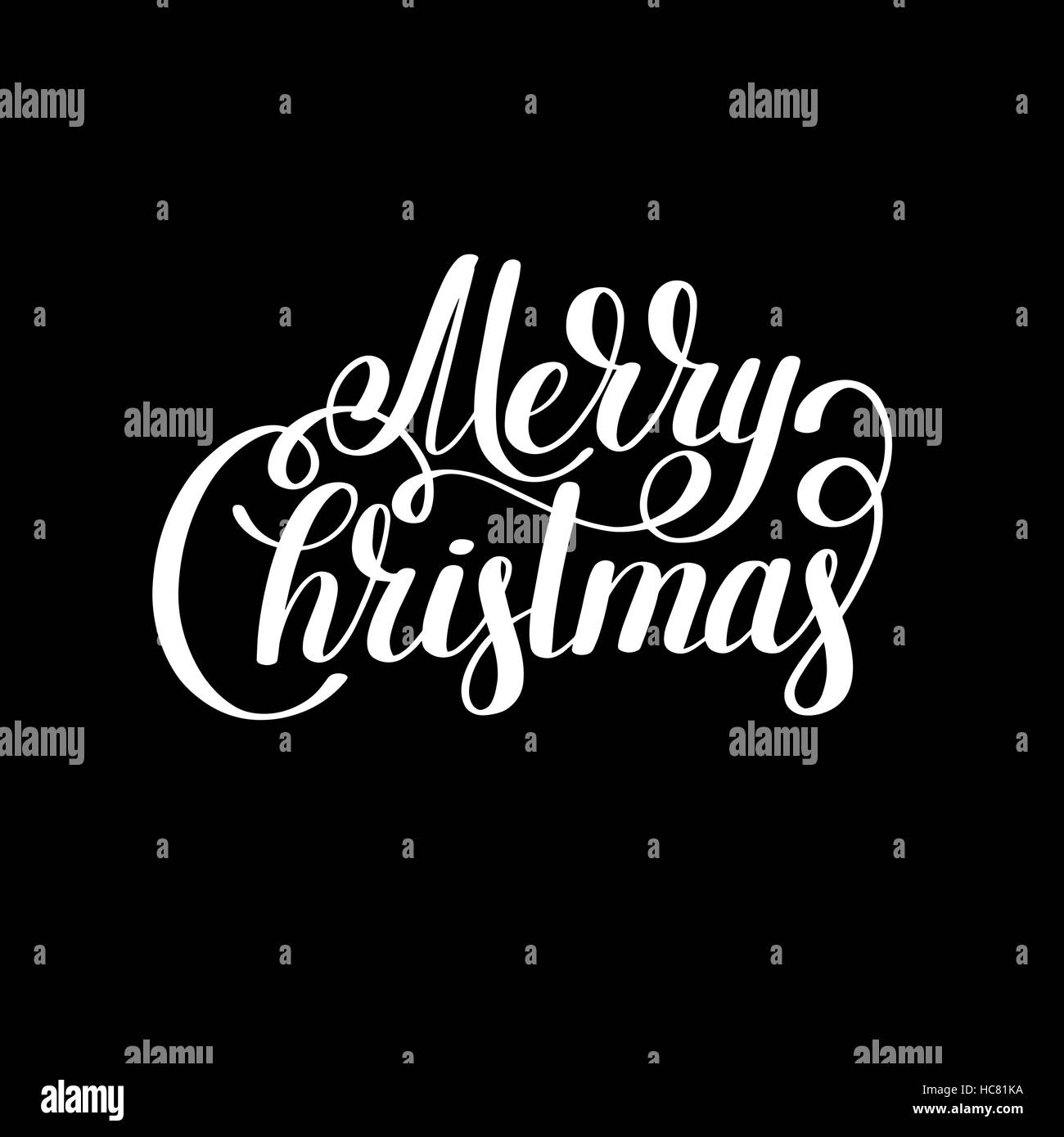 merry christmas black and white handwritten lettering inscriptio Stock ...