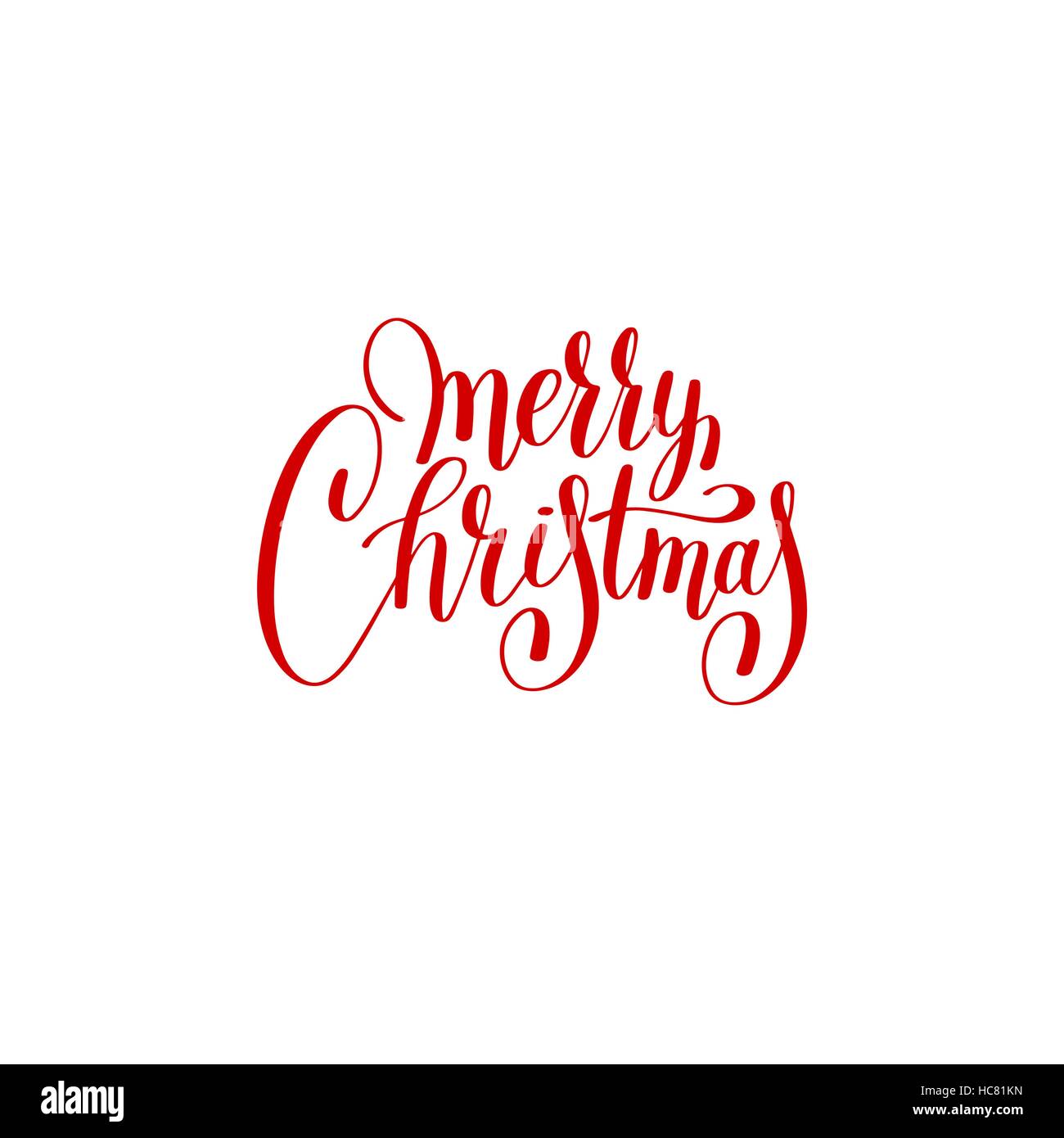 merry christmas red handwritten lettering inscription holiday lo Stock ...