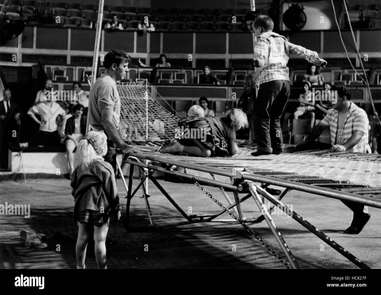 TRAPEZE, Burt Lancaster plays with his children, Susanne, Joanna and ...
